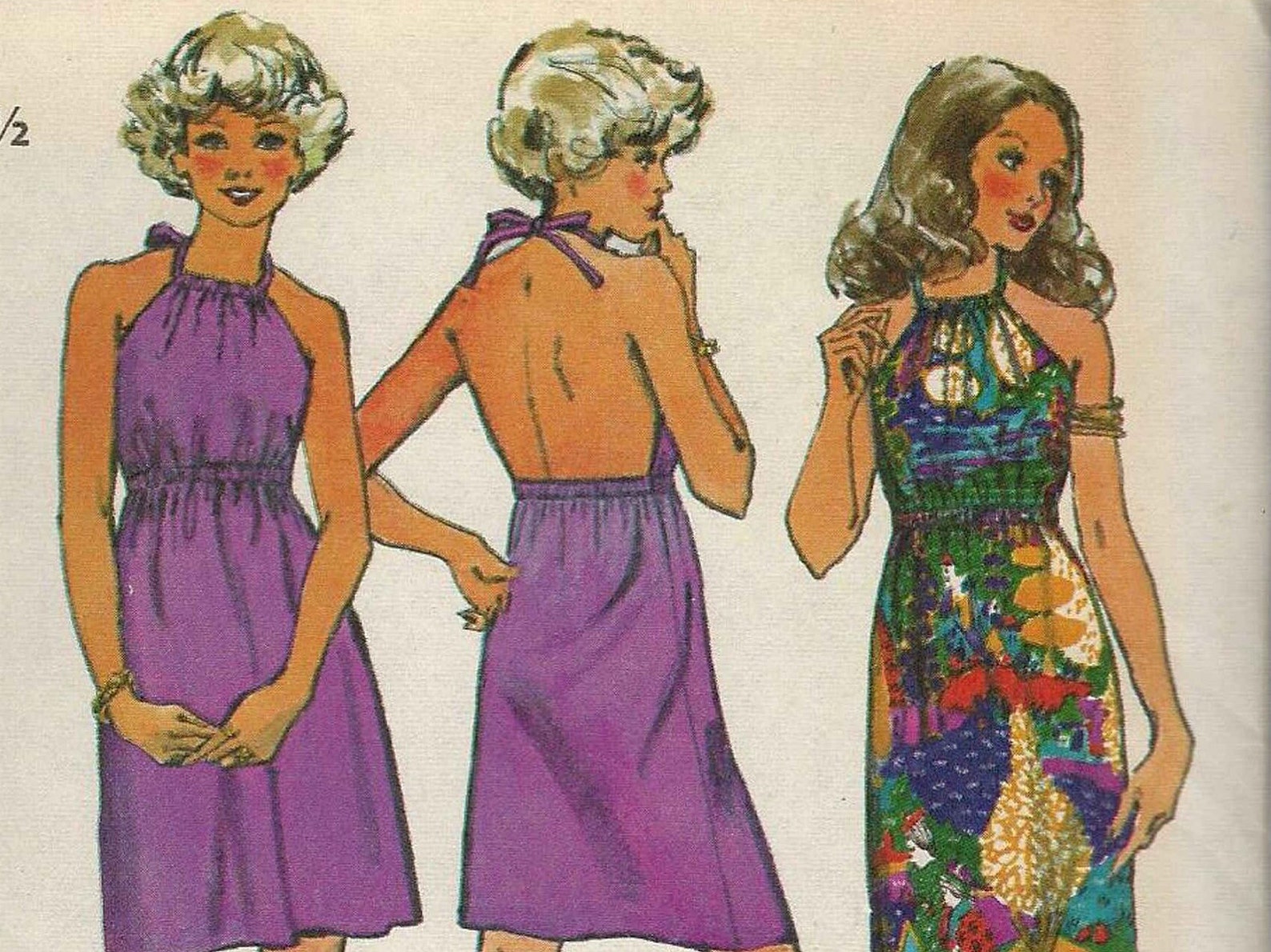 Simplicity 9927 Halter Dress Drawstring Gathered Neckline Ties Bare ...