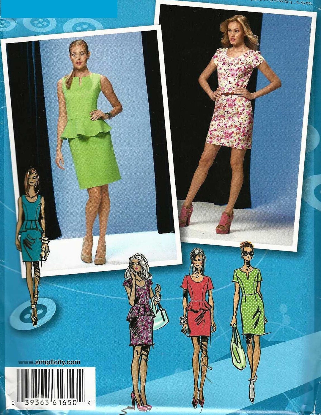 Simplicity 1650 Princess Seam Dress With Fitted Bodice Waist Peplum and ...