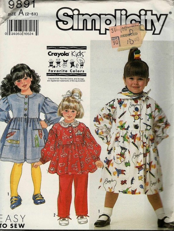Simplicity 9891 Girls smock style dress or top button front | Etsy