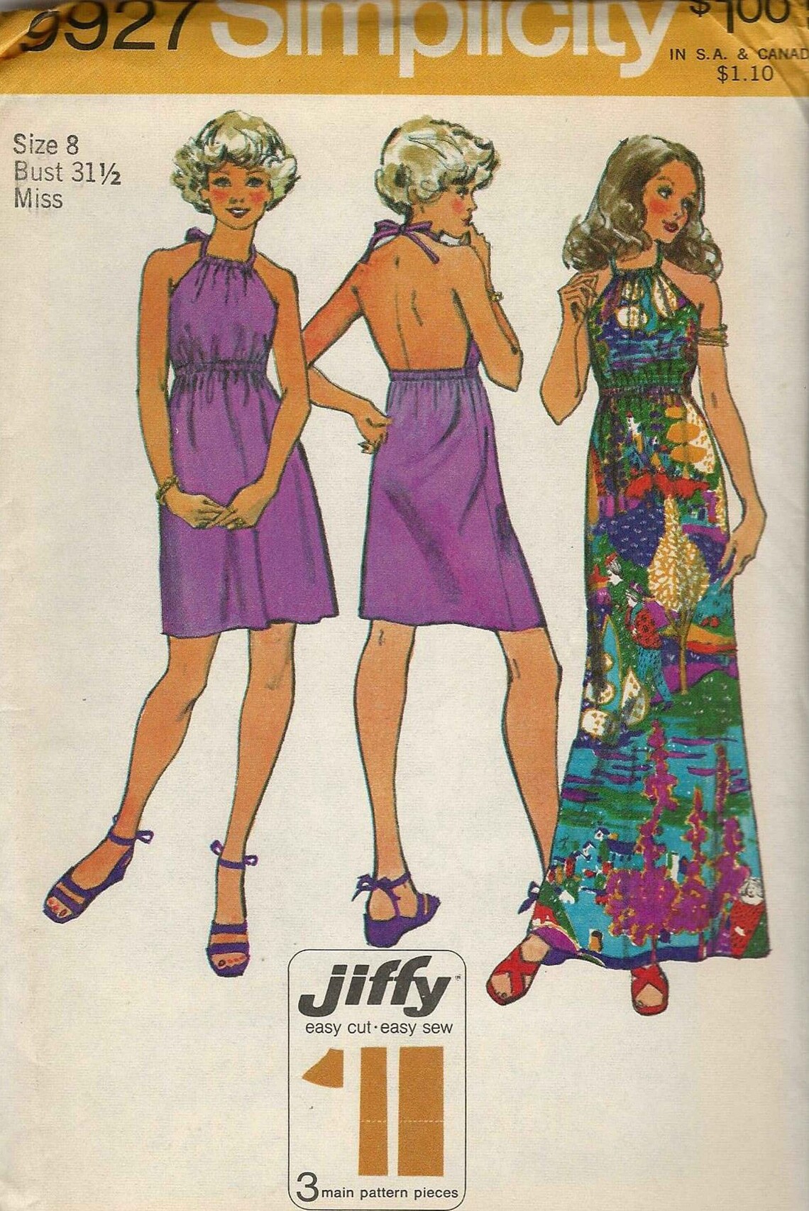 Simplicity 9927 Halter Dress Drawstring Gathered Neckline Ties Bare ...