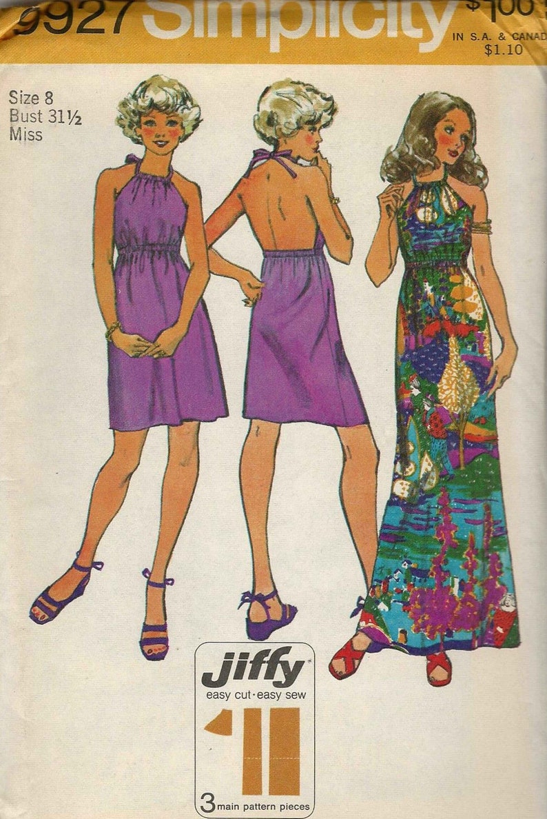 Simplicity 9927 Halter Dress Drawstring Gathered Neckline Ties Bare ...