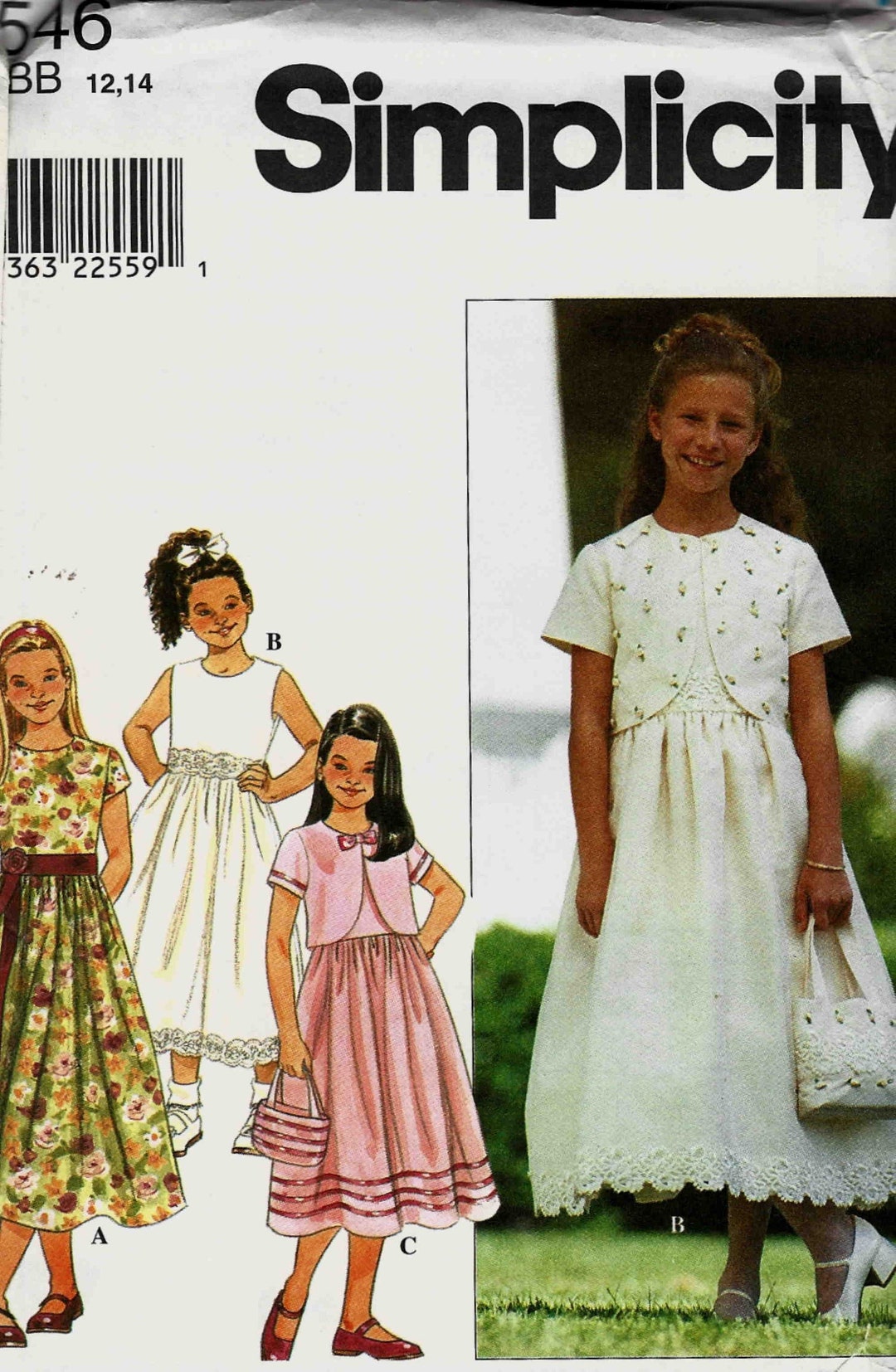 Simplicity 8546 Dress With/out Sleeves Full Gathered Skirt Waist Trim ...