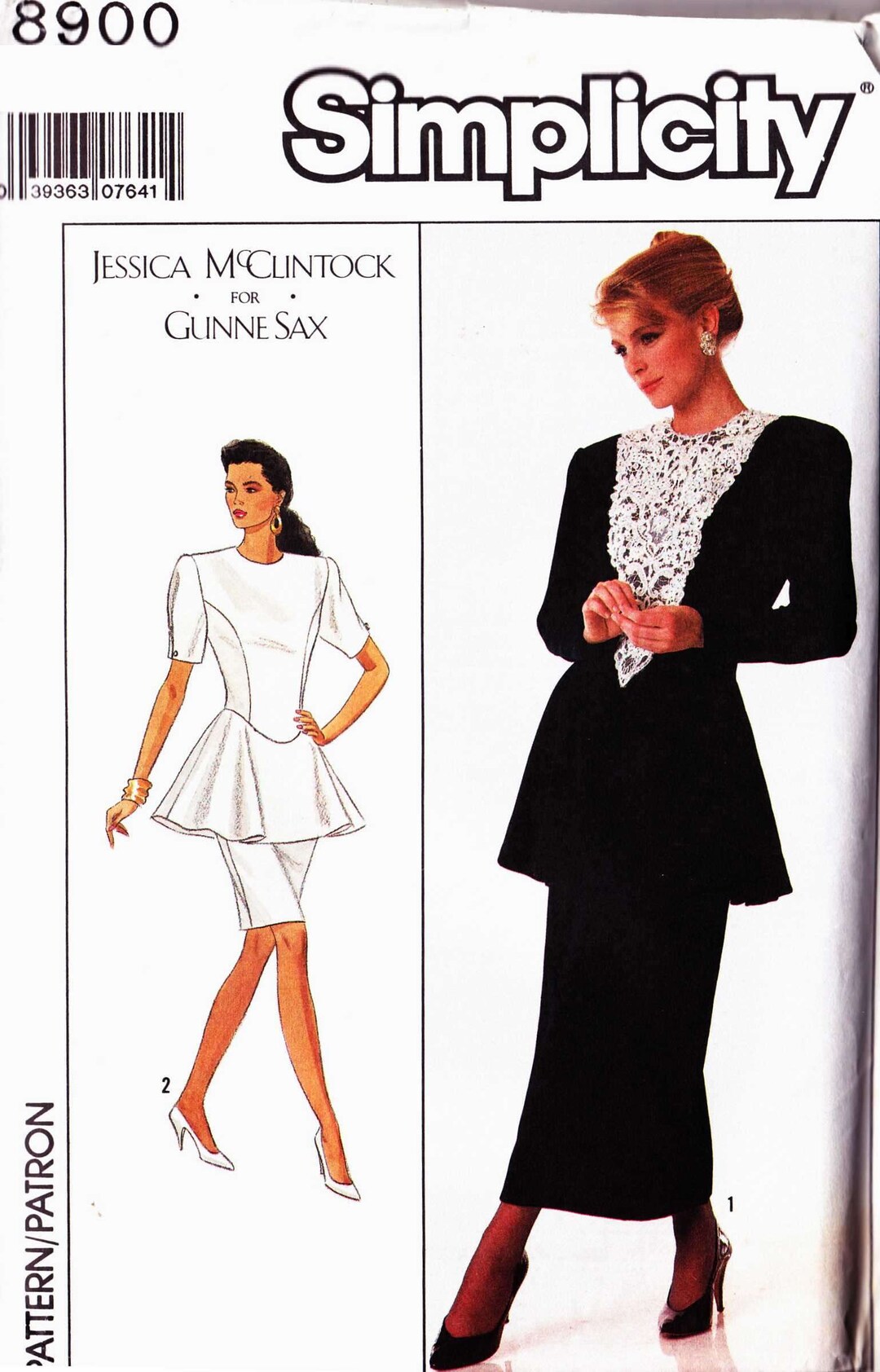 Simplicity 8900 Dress Princess Seams Shaped Waist Peplum Over Straight ...