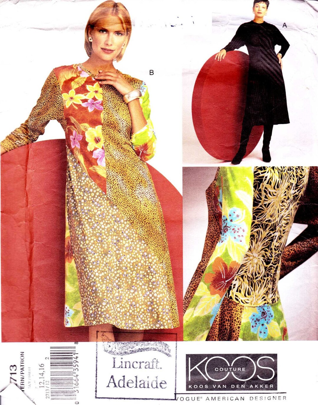 Vogue 2713 Dress in Asymmetric Panels for Stretch Knits Size 12-14-16 ...