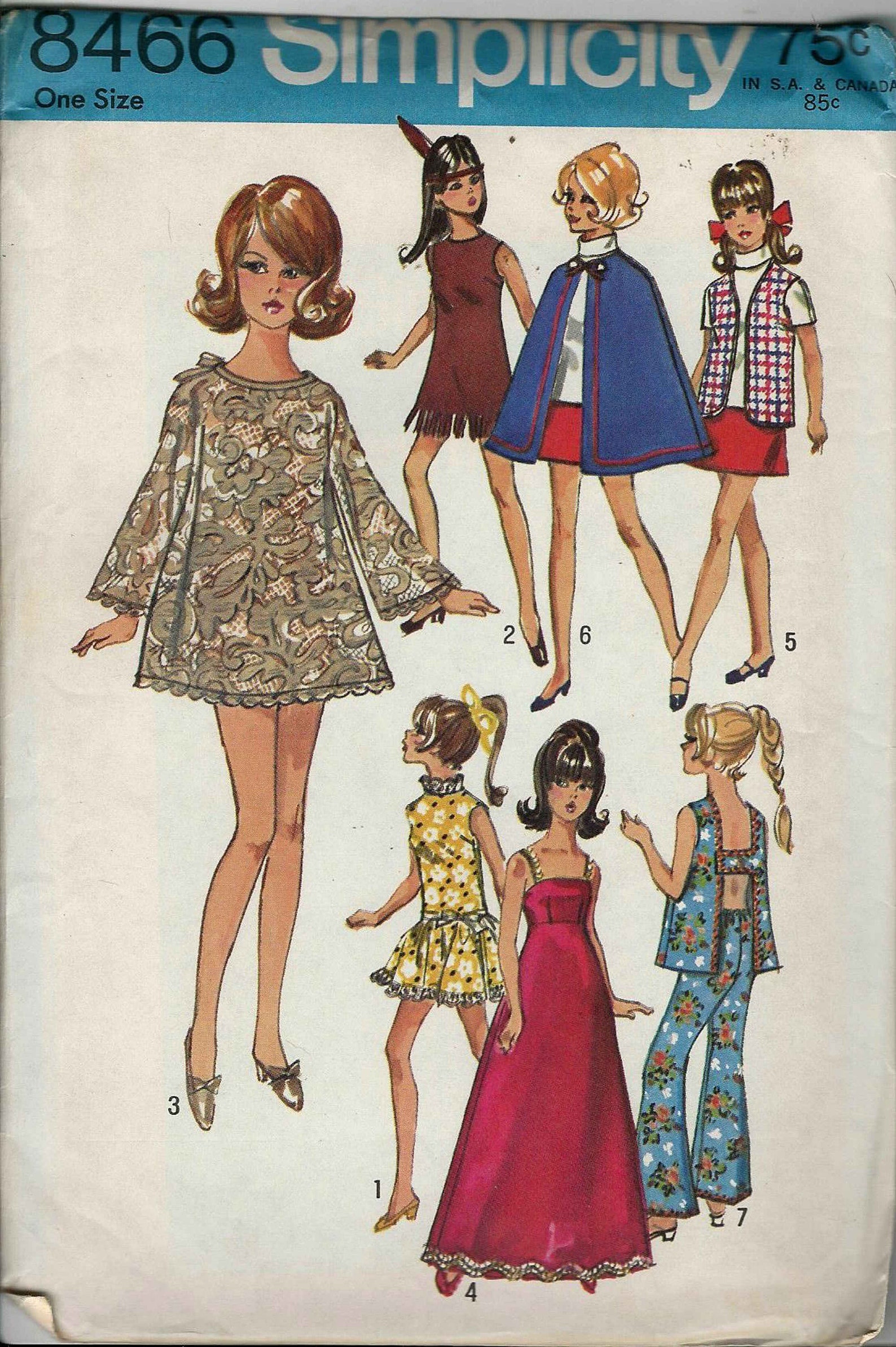 Simplicity 8466 Doll Fashion Wardrobe Evening Mini or Long Dress Top ...