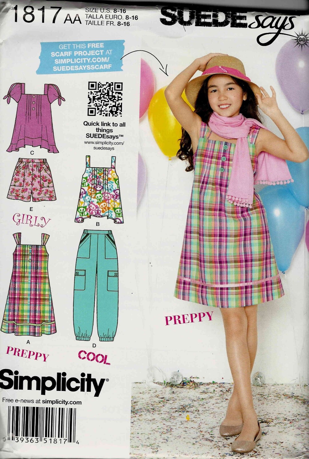 Simplicity 1817 A-line Dress Uneven Hem Peasant Style Top Pintucks ...