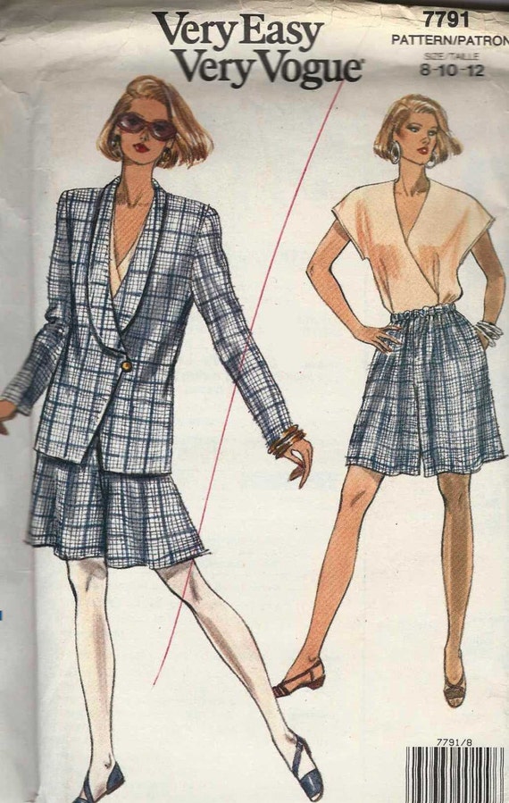 Sewing Pattern Vogue 7791 Jacket Shawl Collar One Button Wrap | Etsy