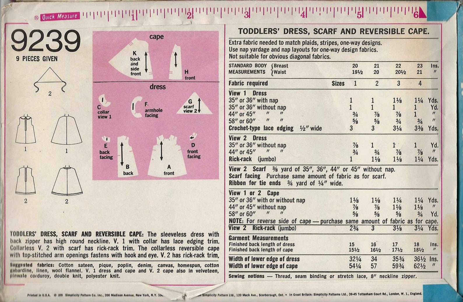 Simplicity 9239 Reversible Cape With Sleeveless Dress With/out - Etsy