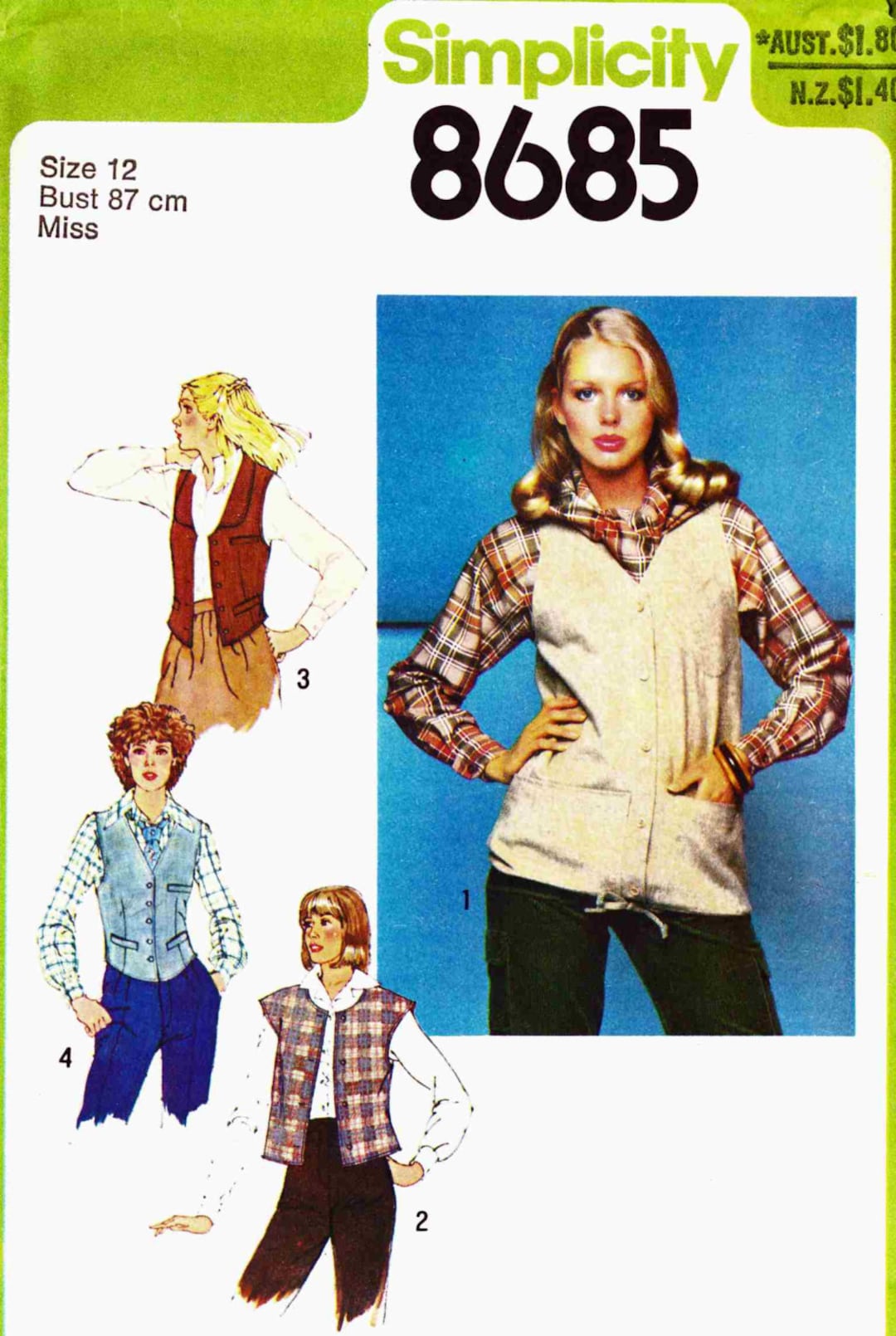 Simplicity 8685 Ladies Set of Vests Fitted Collar Suit Casual Country ...