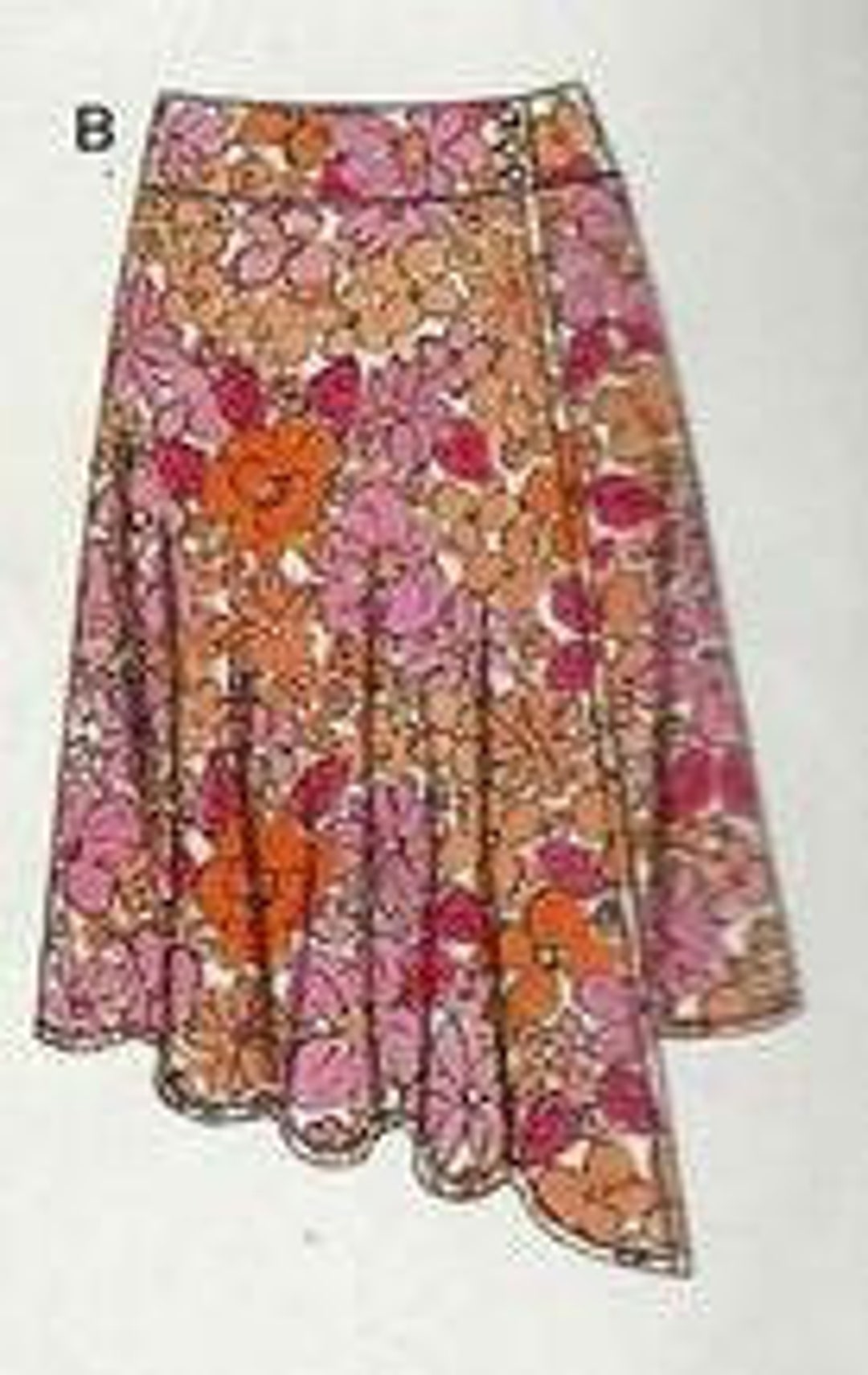 New Look 6390 Skirts Wide Shaped Waist Band Mock Wrap Tulip Uneven Hem ...