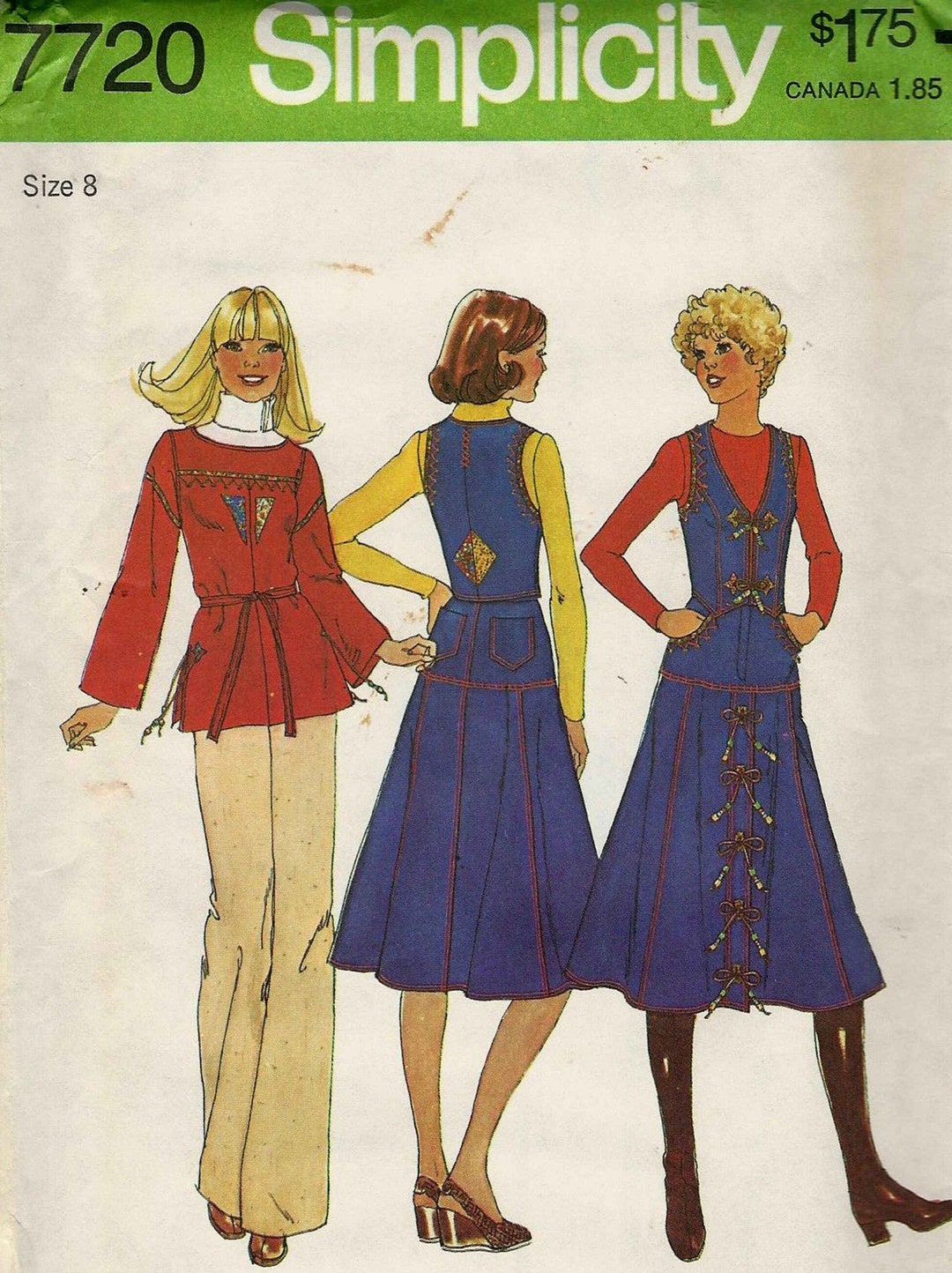 Simplicity 7720 Fitted Vest Leather Ties at Front Yoke Basque Skirt ...