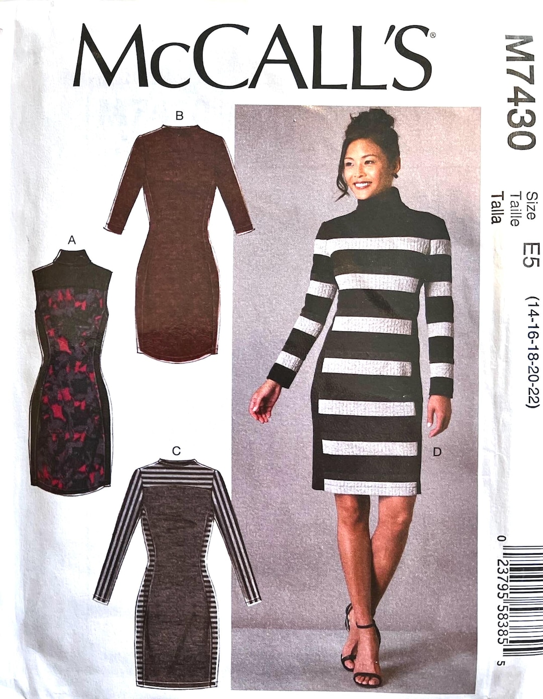 Mccalls 7430 Close Fitting Dress Front Side Panels Yoke Sleeve Neck ...