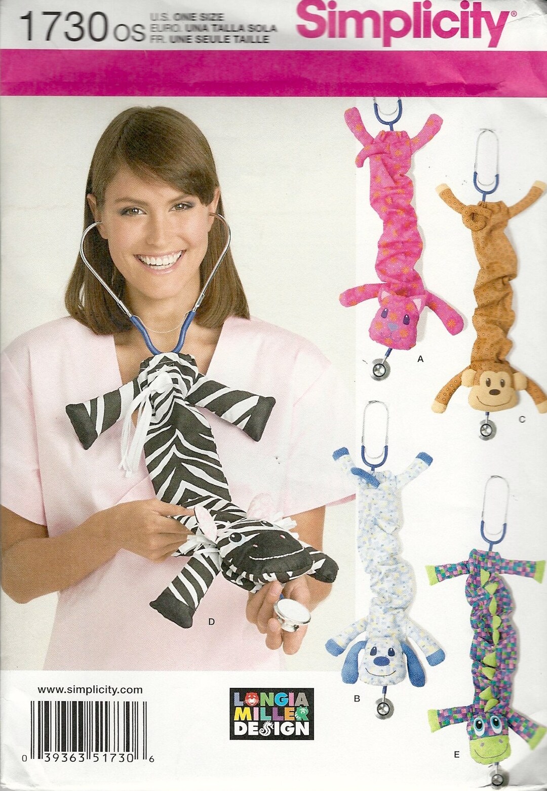 Simplicity 1730 Stethoscope Cover Monkey Cat Dog Zebra Cute Animal ...