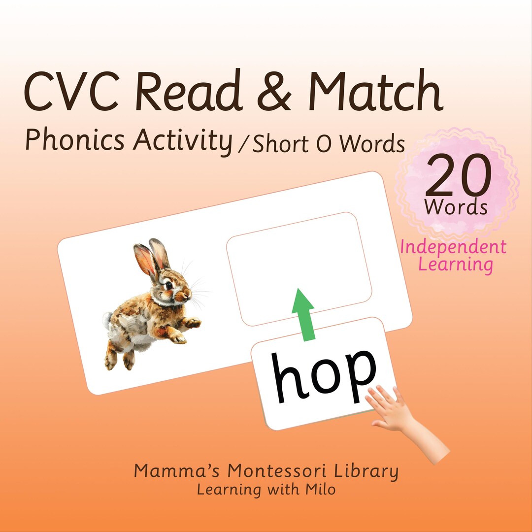 CVC Words Read & Match Printable – Short O Phonics Activity, Montessori ...