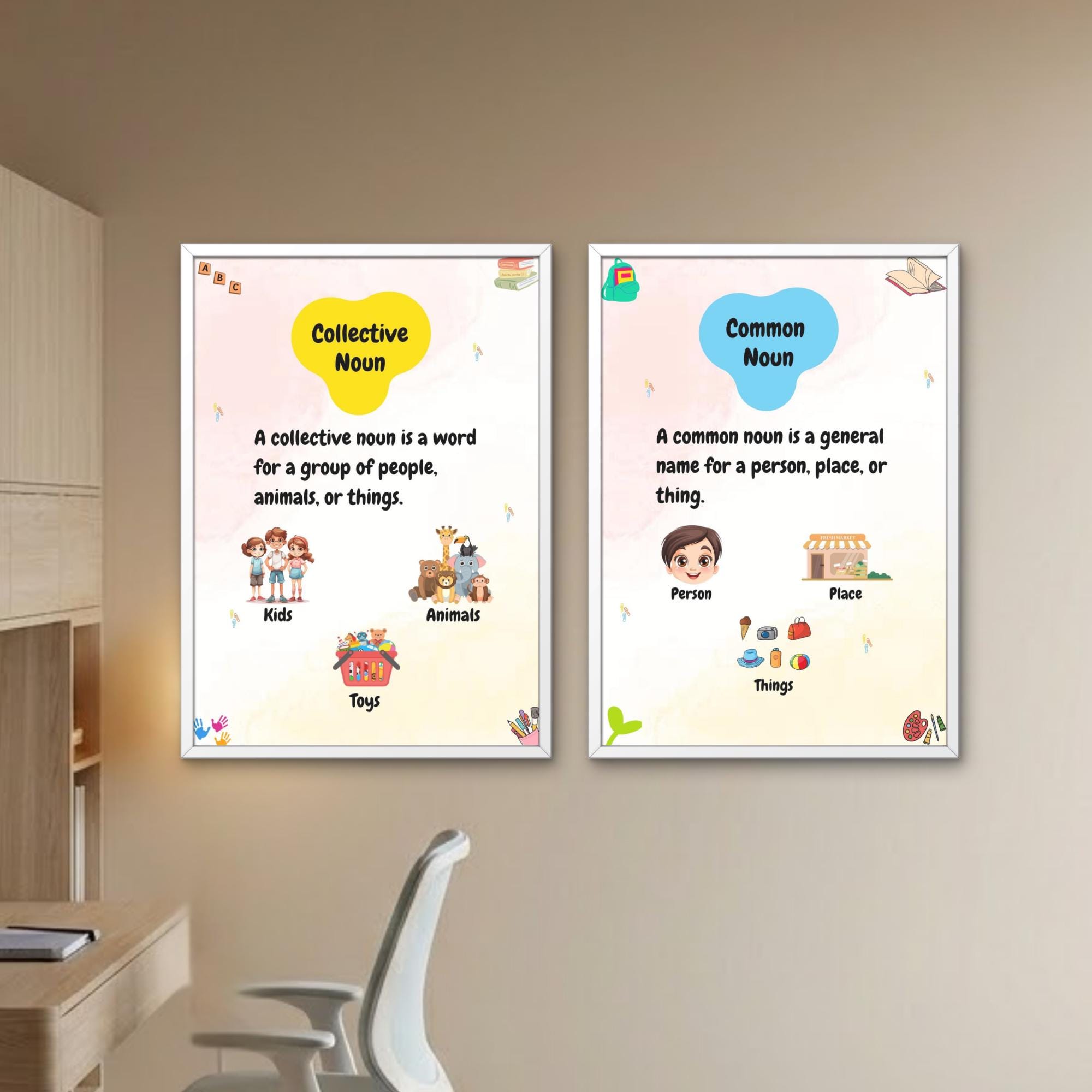 Parts of Speech Classroom Posters Bundle | Kinds of Noun Wall Art ...