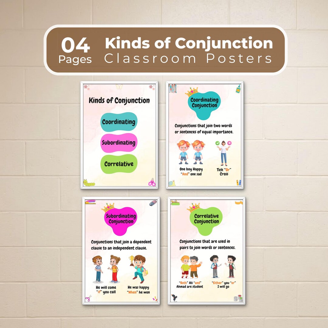 Conjunction Classroom Posters Bundle | Parts of Speech Classroom Decor ...