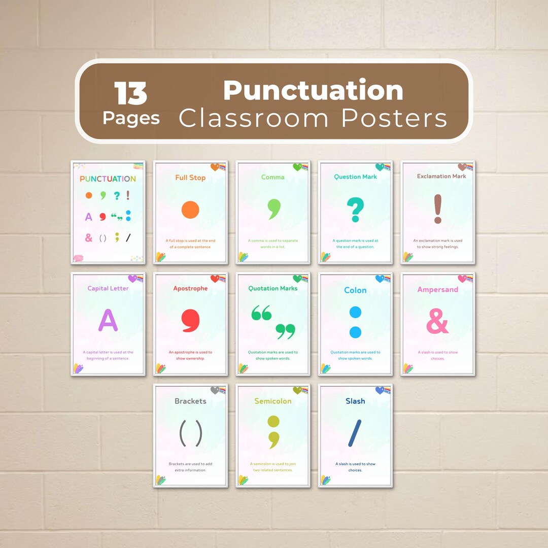 Punctuation Classroom Posters Bundle | Grammar Anchor Charts ...