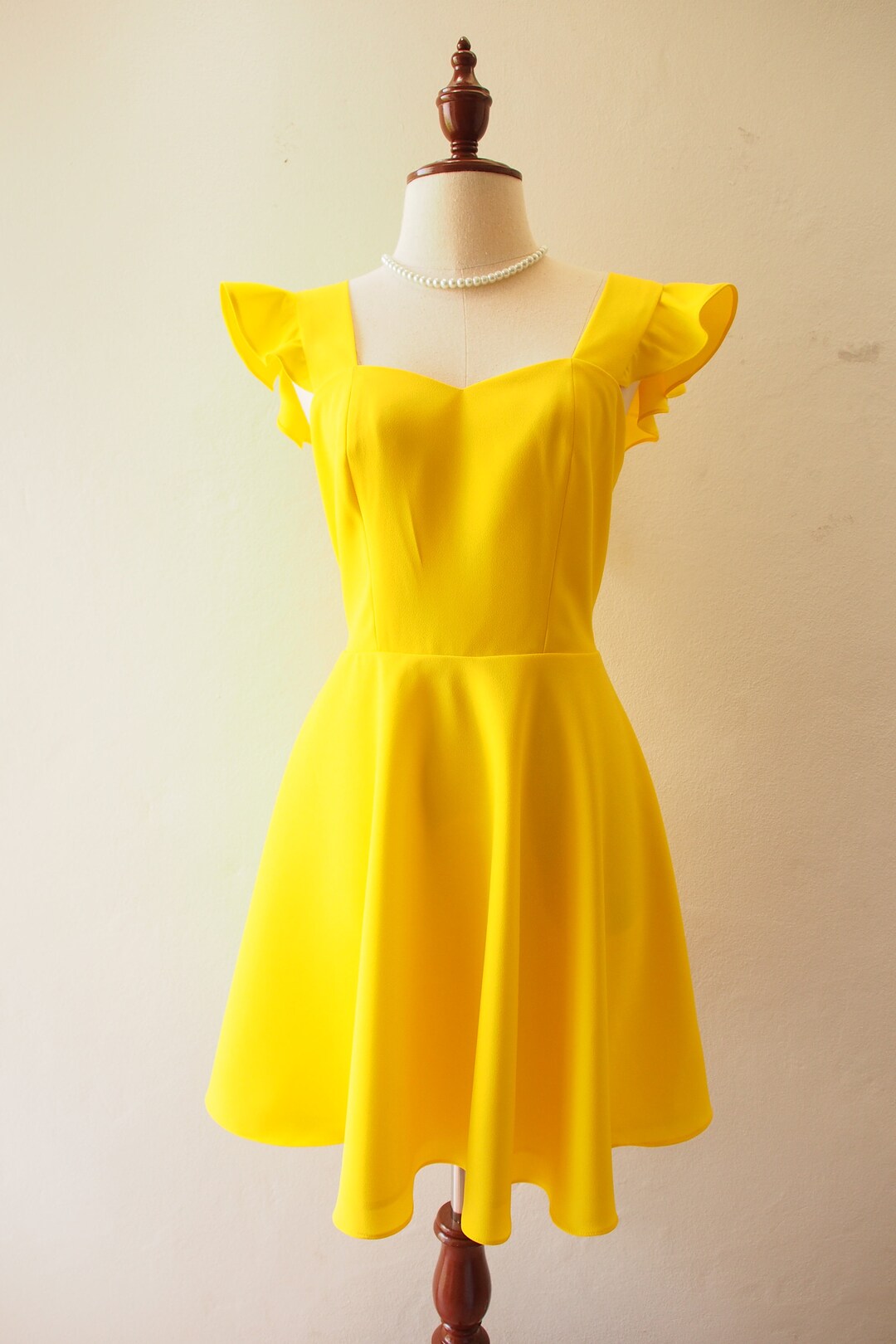 Olivia Canary Lemon Yellow Dress School Dance Dress Vintage Retro Prom ...