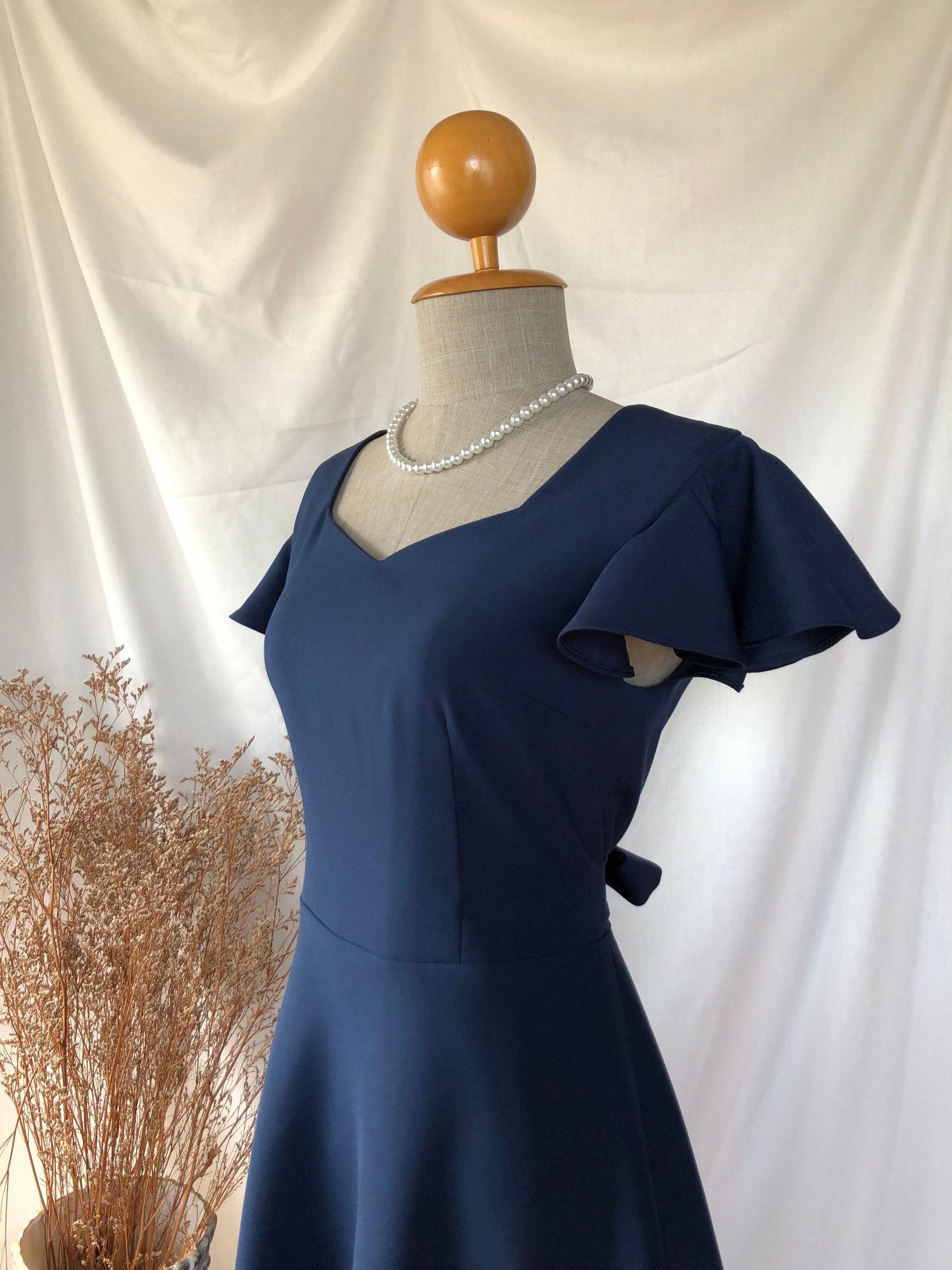 Alita Navy Bridesmaids Preppy Dark Blue Party Dress Vintage Sundress ...