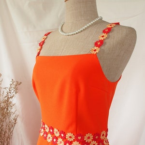 Orange Prom Dress Tangerine Party Dress Vintage Summer Retro Lace ...