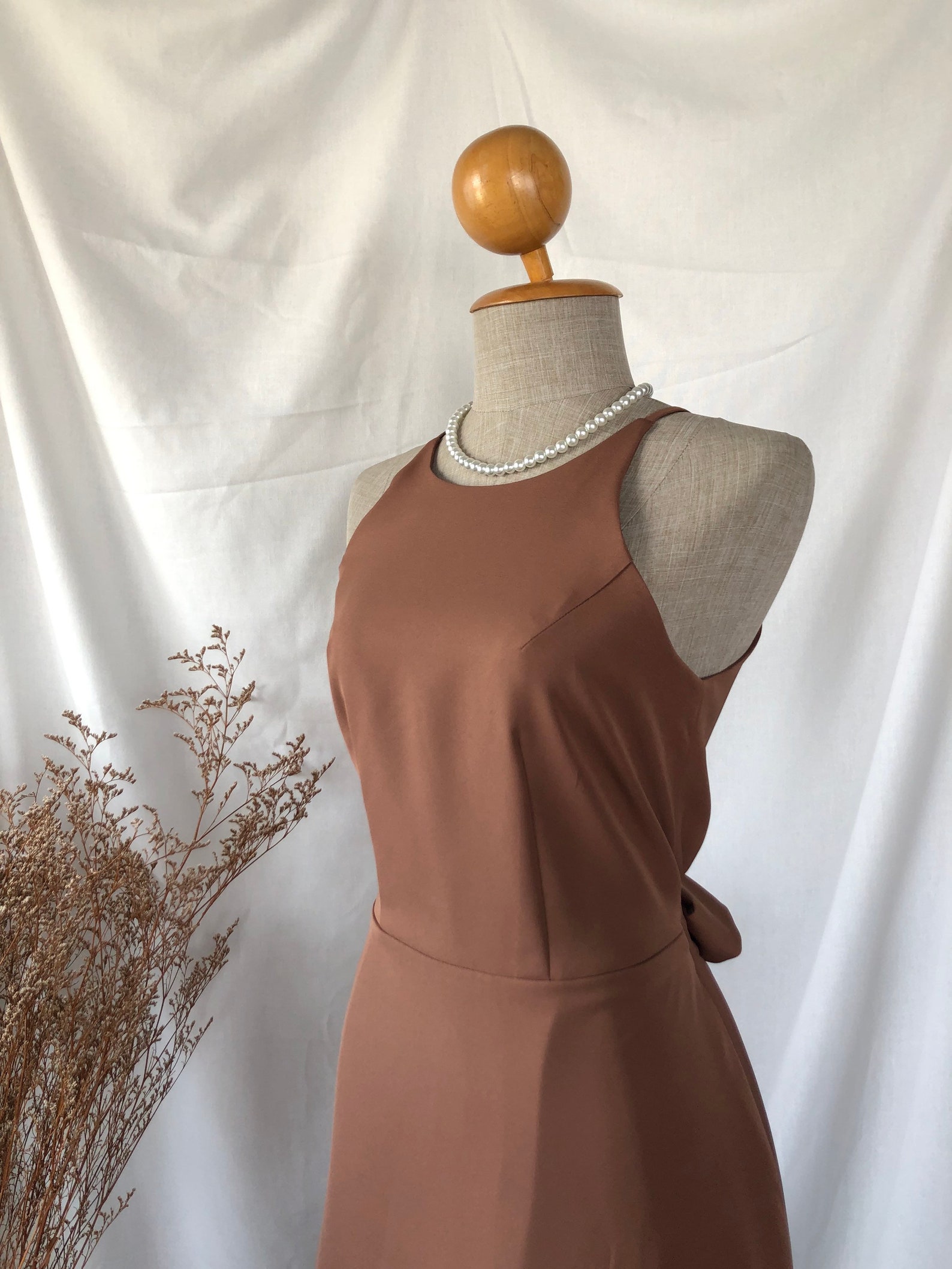 Brown Prom Dress Almond Bridesmaids Dress Crisscross Backless - Etsy
