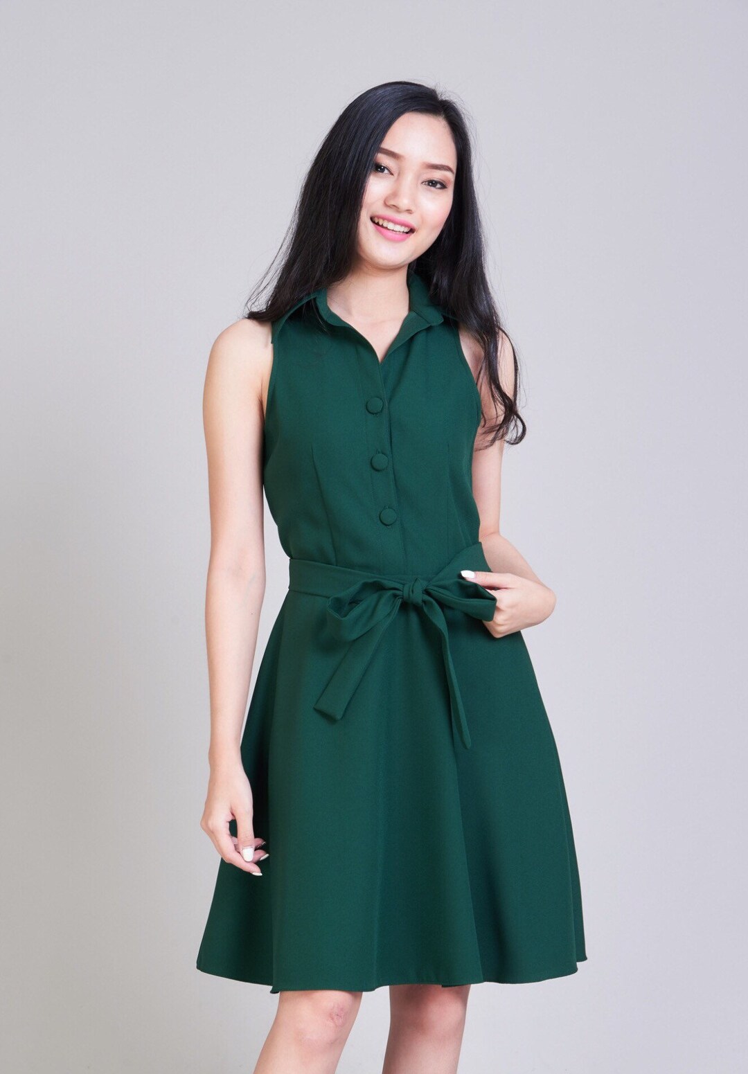 DOWNTOWN Green Sundress Vintage Inspired Midi Dress Skater Dress Summer ...