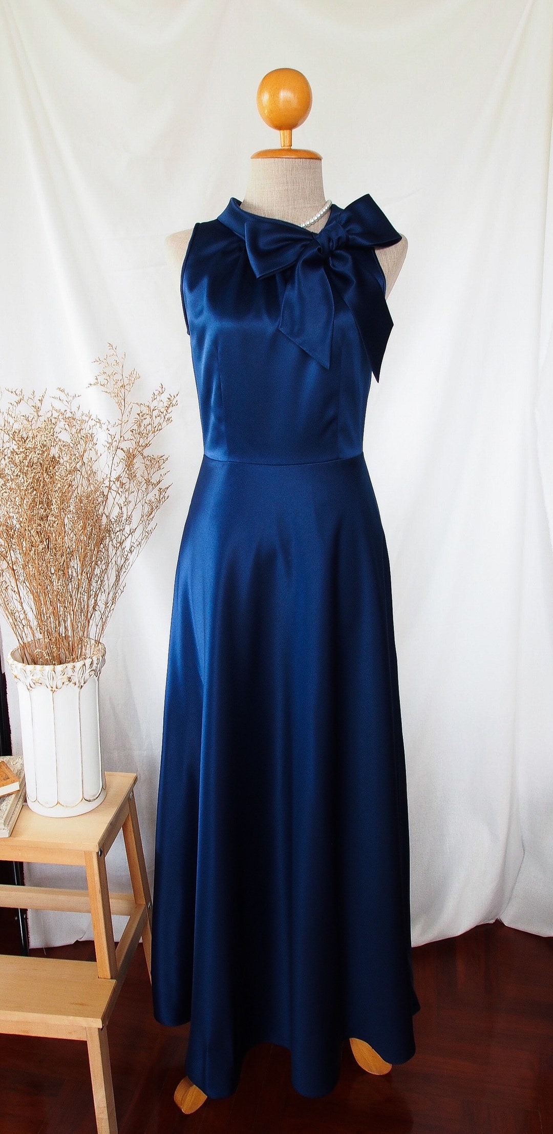 Paris - Navy Prom Turtle Neck Big Bow Elegant Royal Design Floor Length ...
