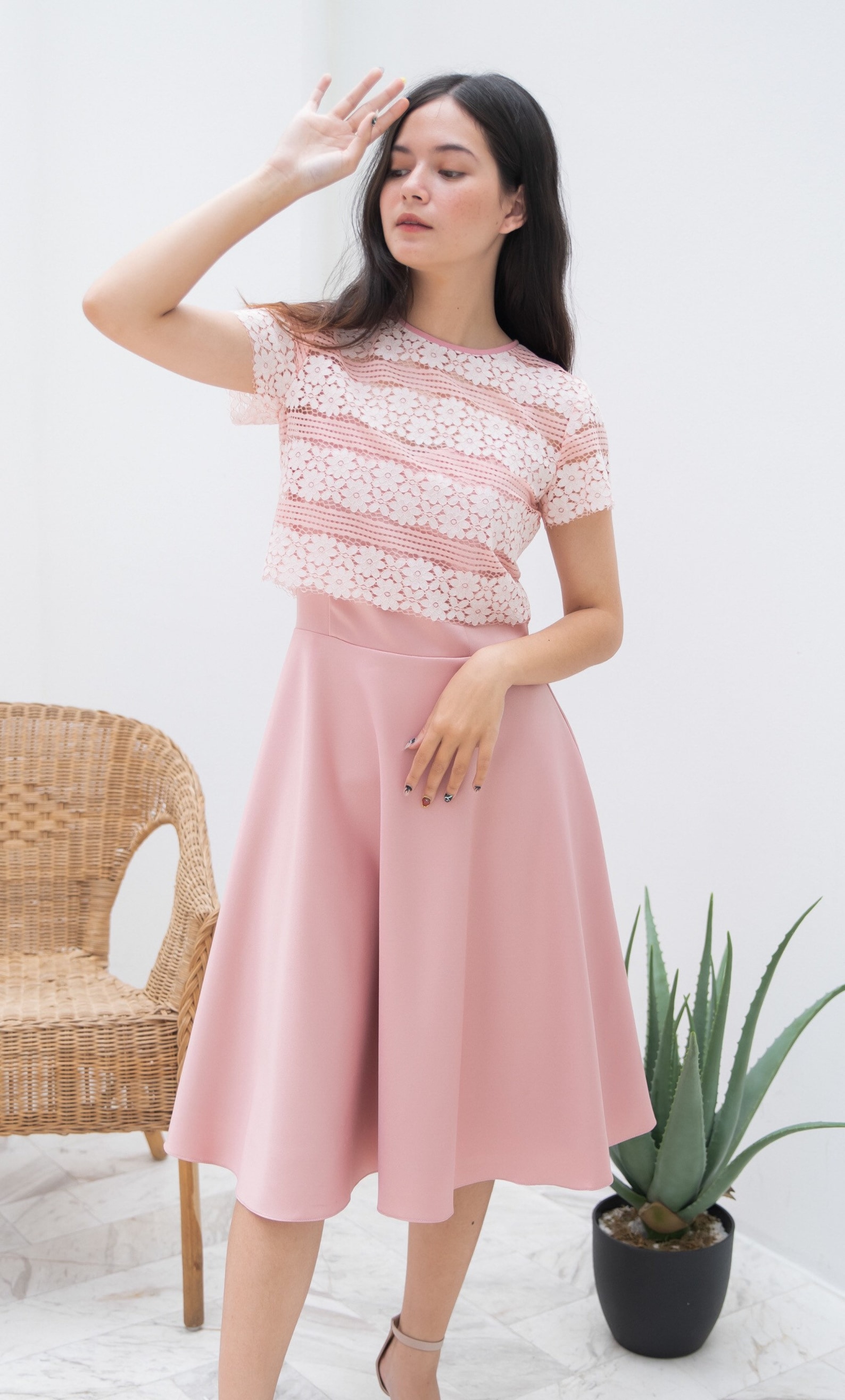 Pink Lace Crop Top and Spaghetti Straps Dress Vintage Style - Etsy