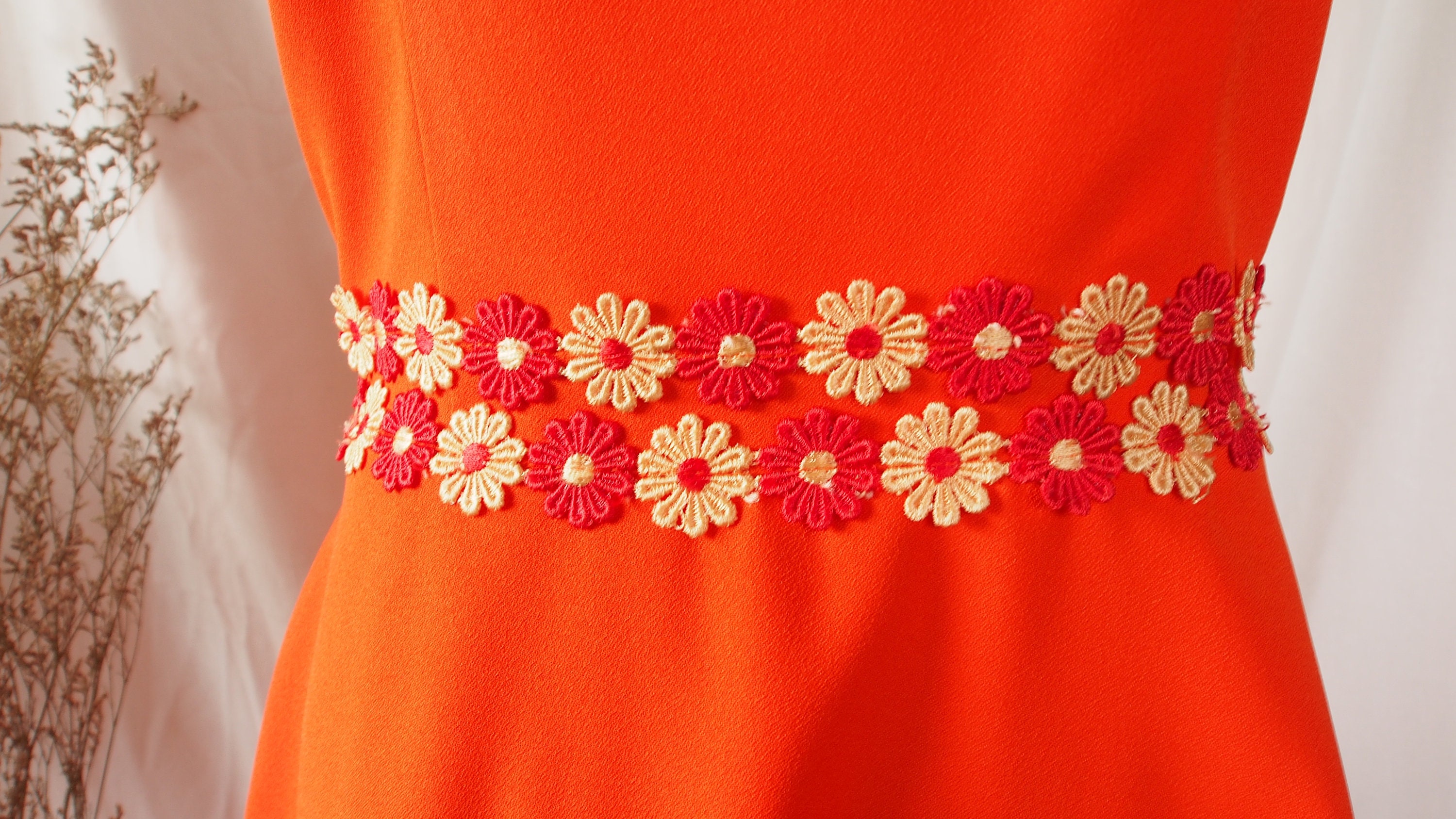 Orange Prom Dress Tangerine Party Dress Vintage Summer Retro Lace ...