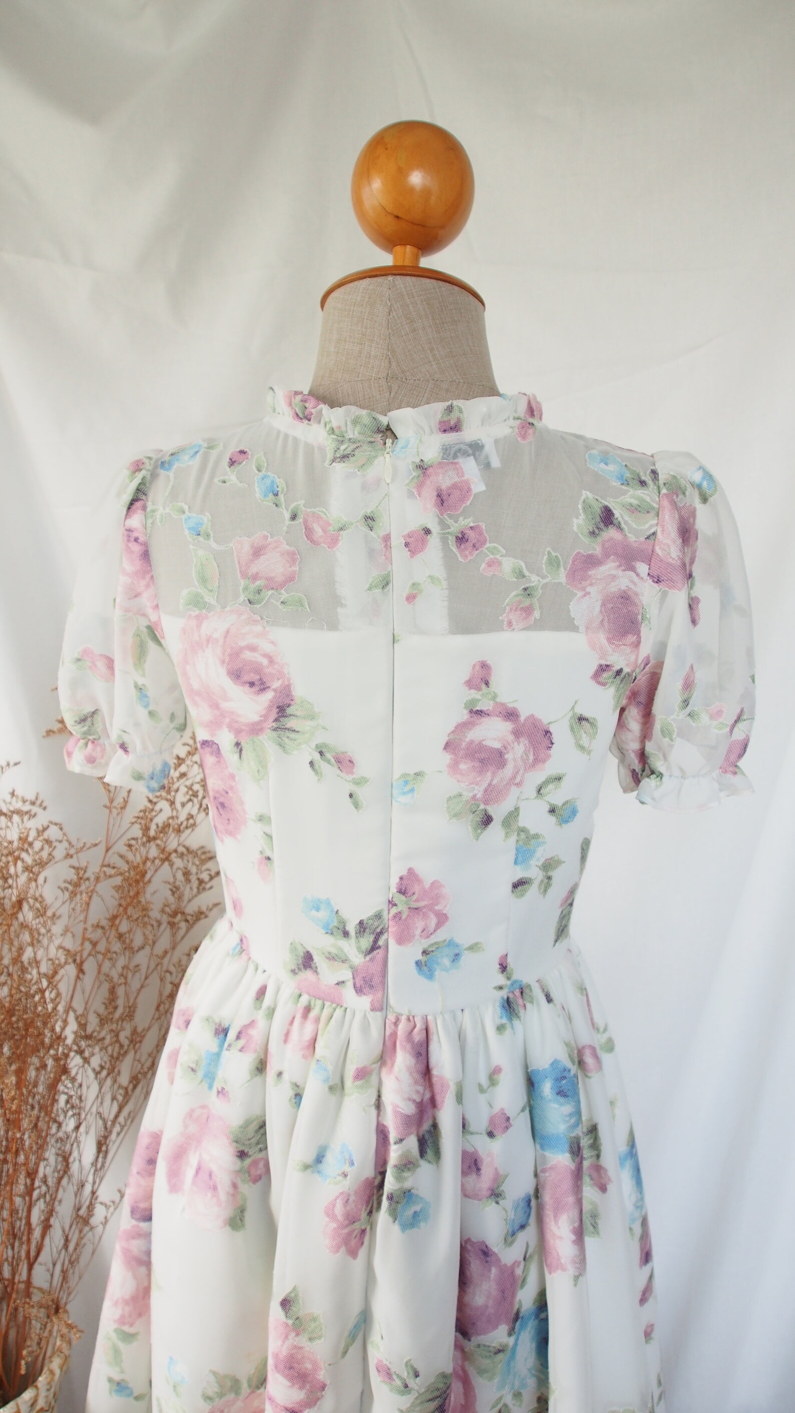 Purple Rose Vintage Floral Summer Dress Puff Sleeve Sundress - Etsy