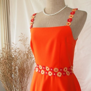 Orange Prom Dress Tangerine Party Dress Vintage Summer Retro Lace ...
