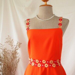 Orange Prom Dress Tangerine Party Dress Vintage Summer Retro Lace ...