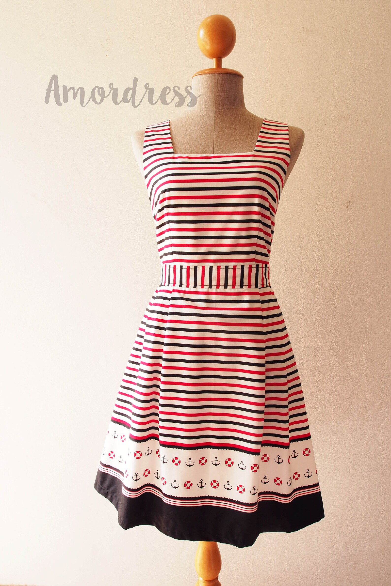 Nautical Dress Summer Dress Vintage Sundress Beach Dress | Etsy