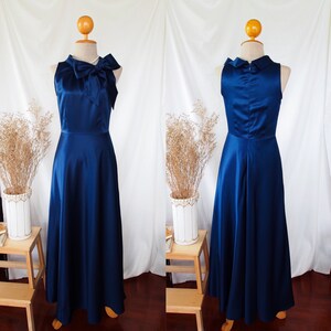 Paris Navy Prom Dress Turtle Neck Big Bow Luxury Timeless Long Wedding ...