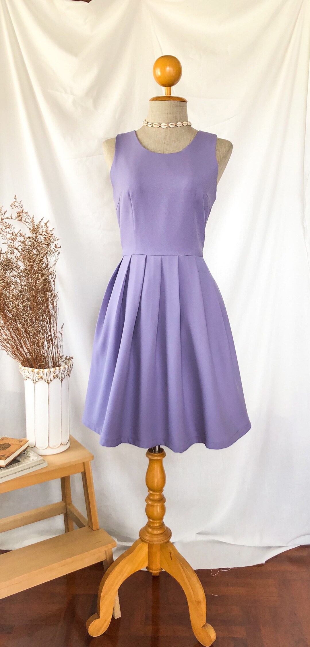 Purple Vintage Sundress Purple Bridesmaids Dress Pleated Skirt Vintage ...