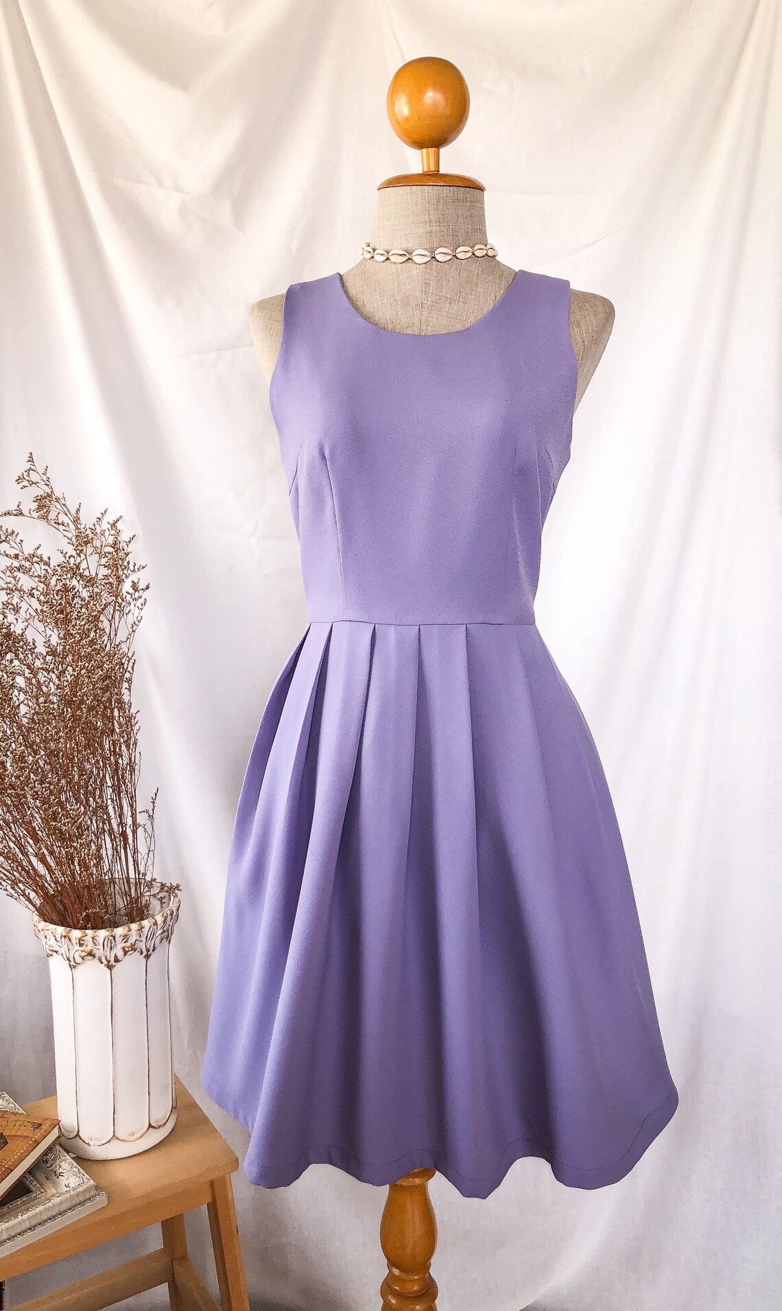 Purple Vintage Sundress Purple Bridesmaids Dress Pleated Skirt | Etsy