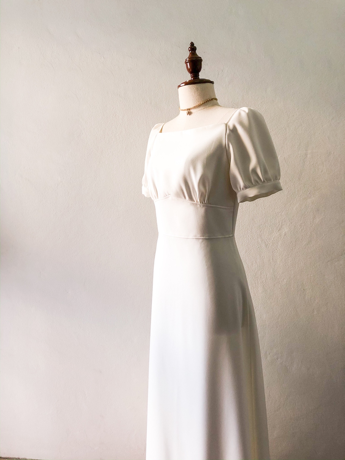 Vintage Wedding Dress WHITE MAXI DRESS Snow White Dress Sleeve | Etsy