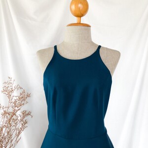 Miki - Capsule Wardrobe Prussian Blue Halter Party Dress Bridesmaid ...