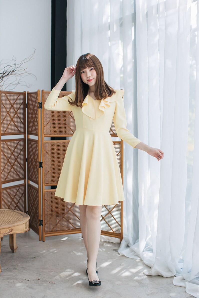 Yellow Dress Sleeve Bridesmaid Dress Formal Dress Modest Dress - Etsy