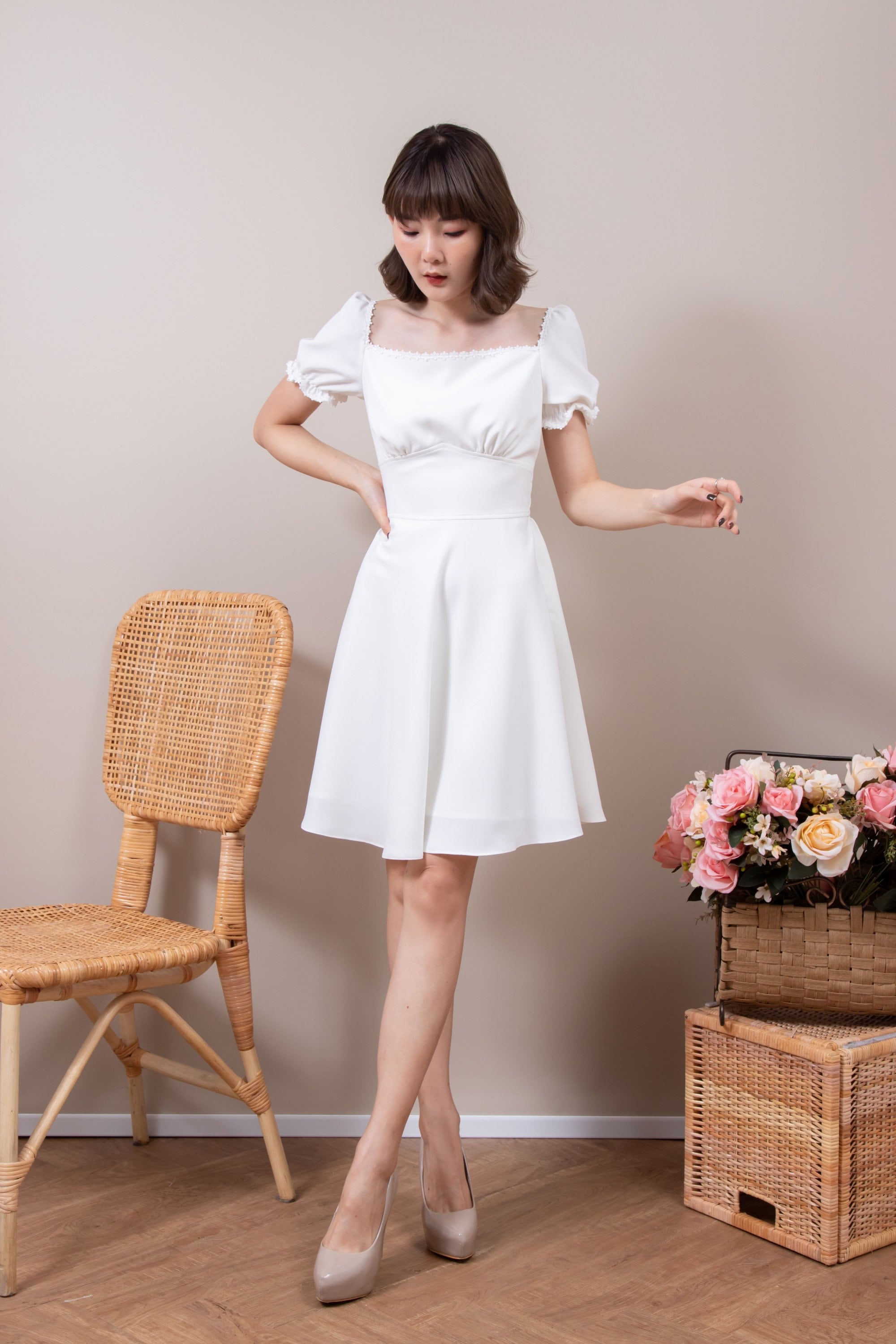 White Snow White Dress Vintage Fluffy Sleeve Prom Party | Etsy