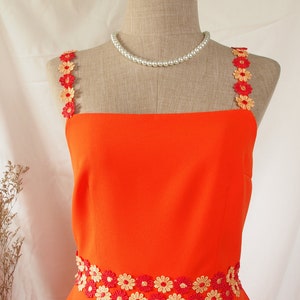 Orange Prom Dress Tangerine Party Dress Vintage Summer Retro Lace ...