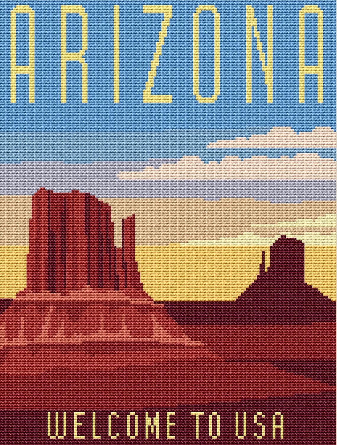 Arizona Modern Cross Stitch Pattern USA Travel Pattern | Etsy
