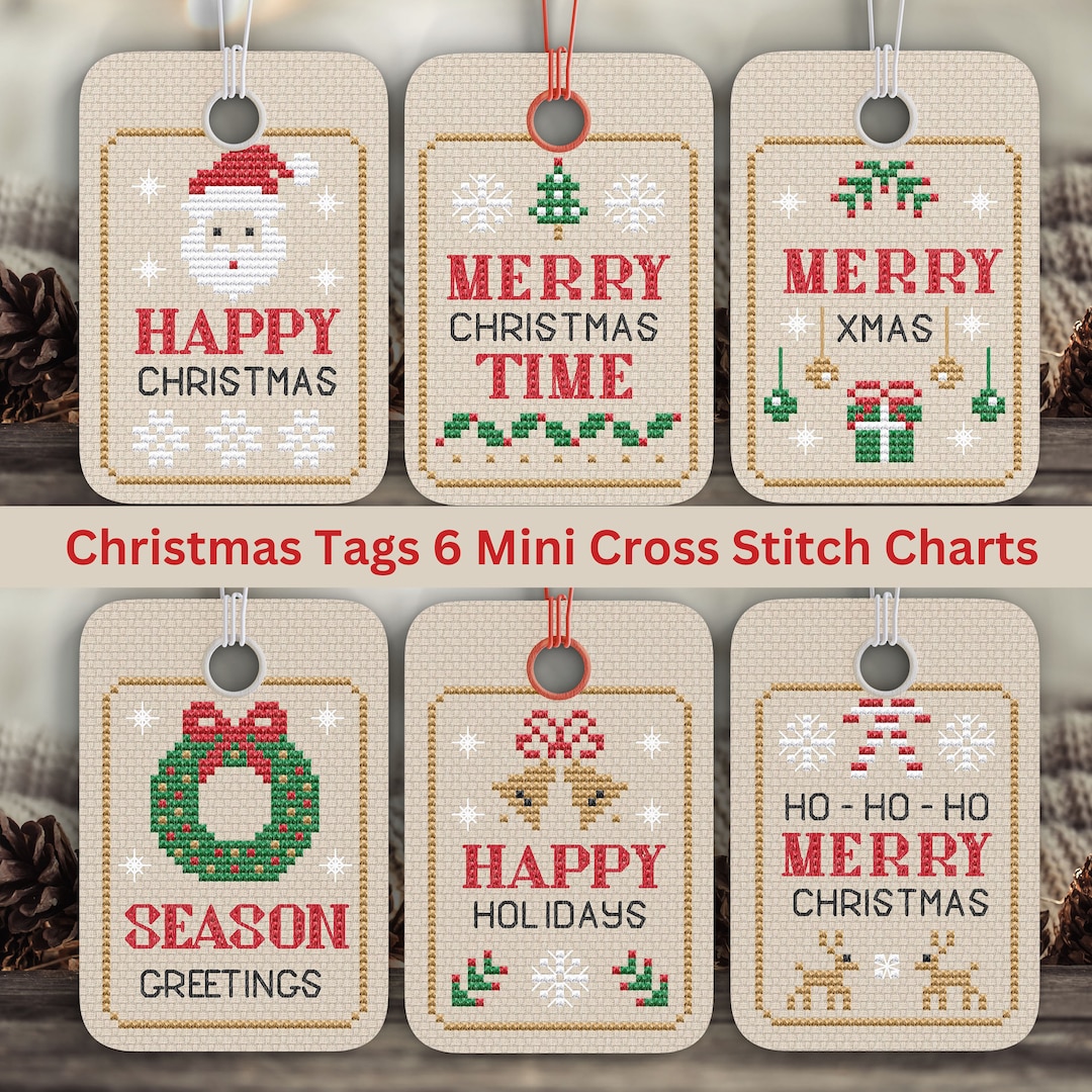 Christmas Gift Tags Cross Stitch Pattern Small Festive Ornaments ...