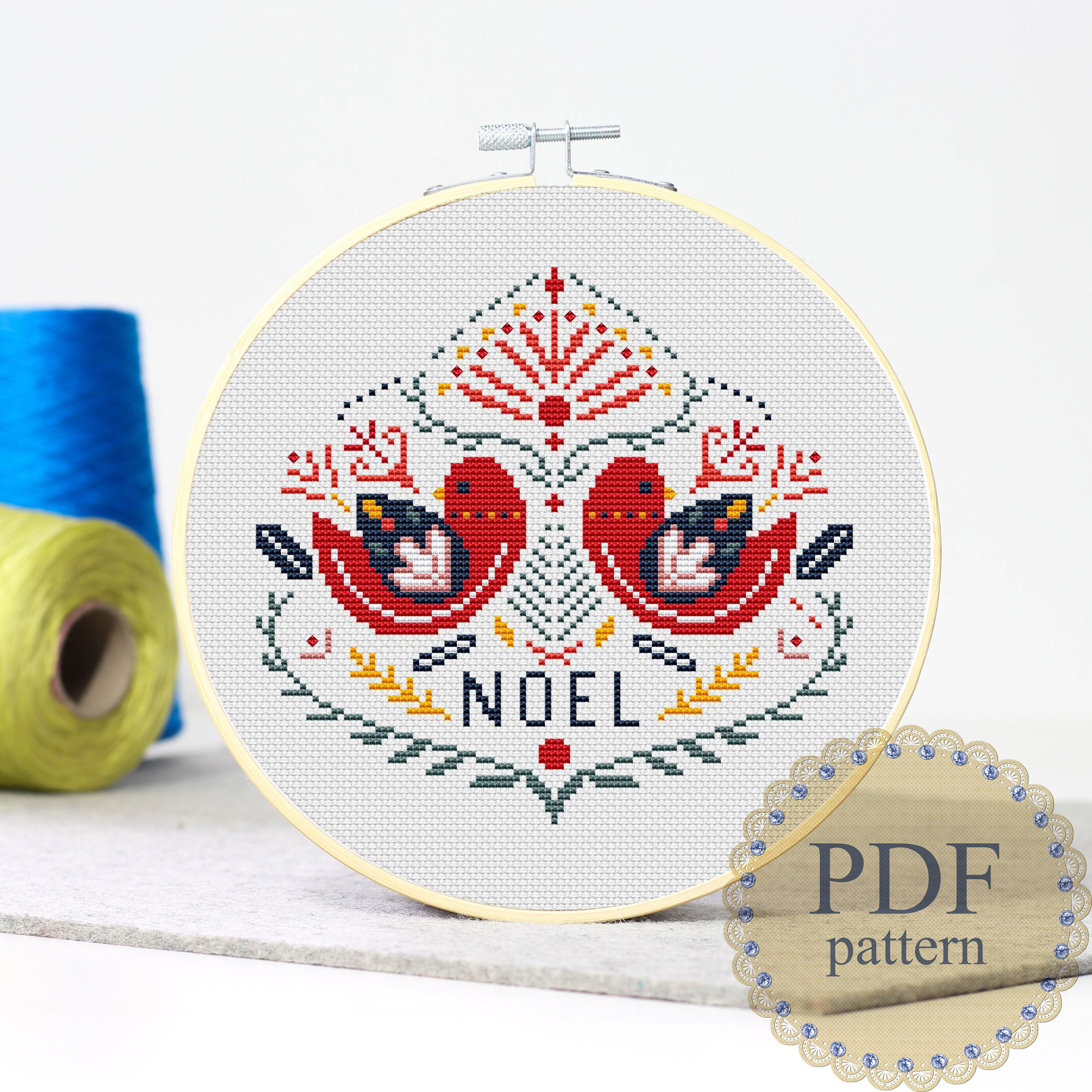 Noël Cross Stitch Pattern Folk Christmas Ornaments Hoop Art | Etsy UK