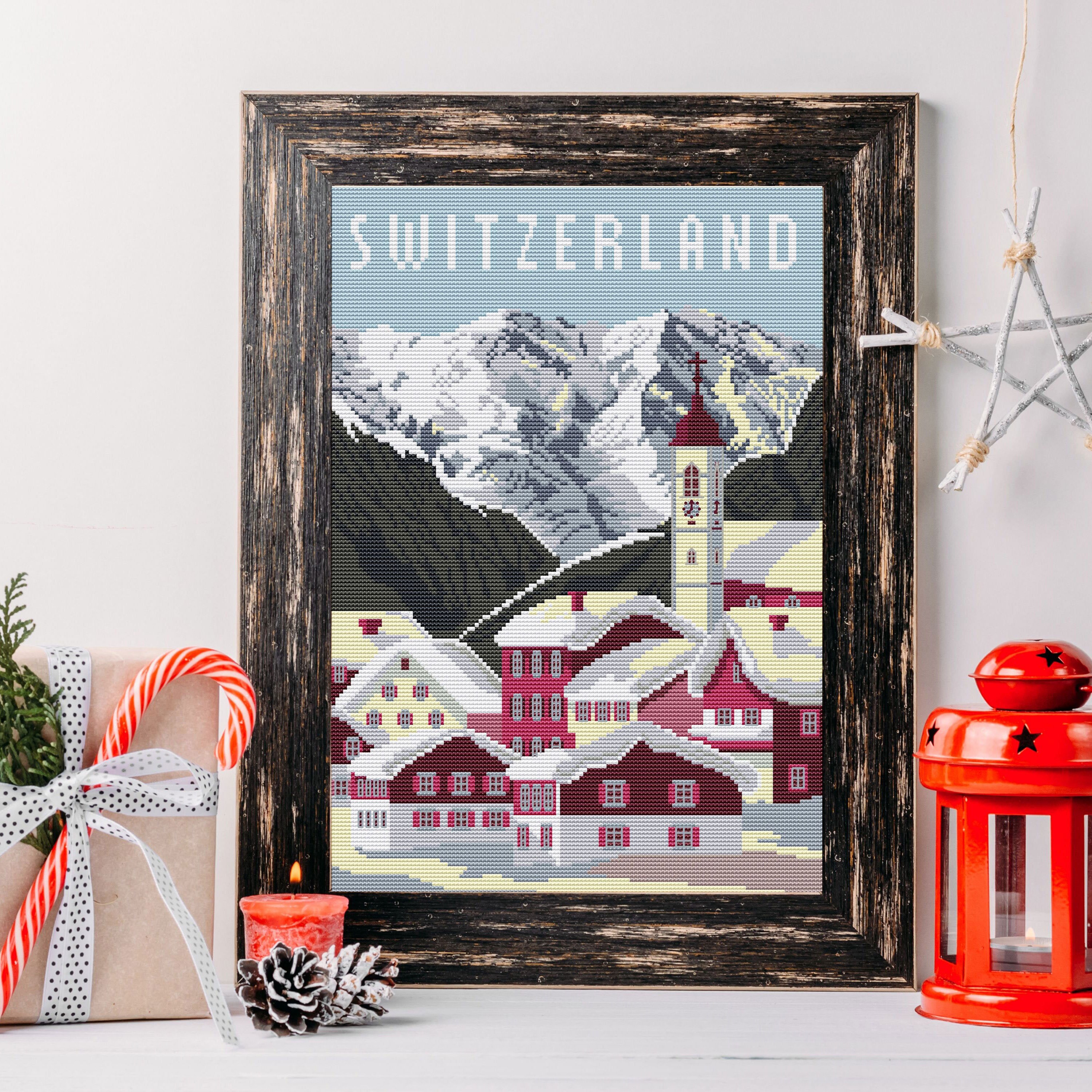 Switzerland Cross Stitch Pattern Travel Scenery Alps Mountains | Etsy UK