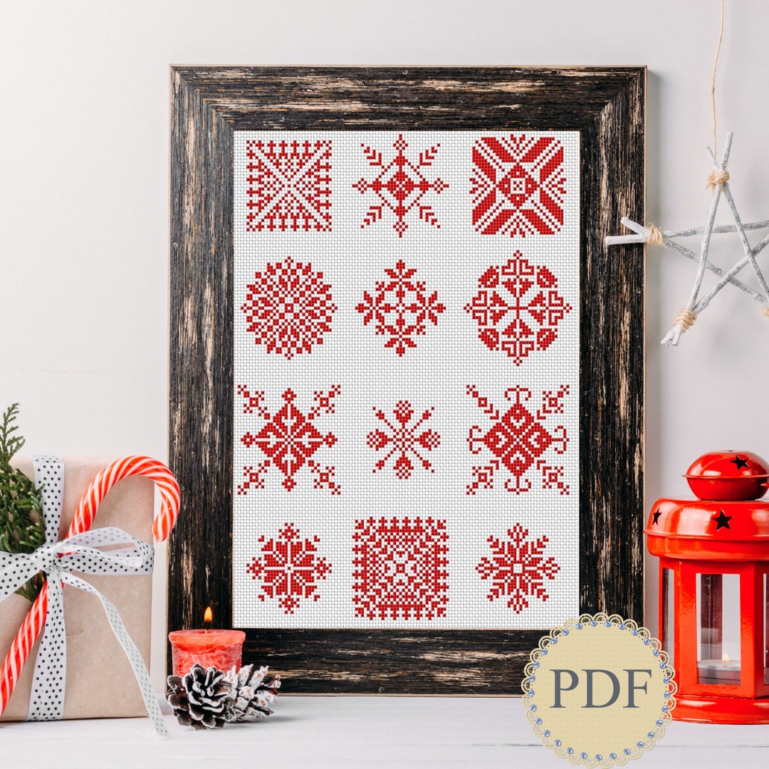 Nordic Snowflakes Scandinavian Filet Lace Christmas Ornaments Instant ...