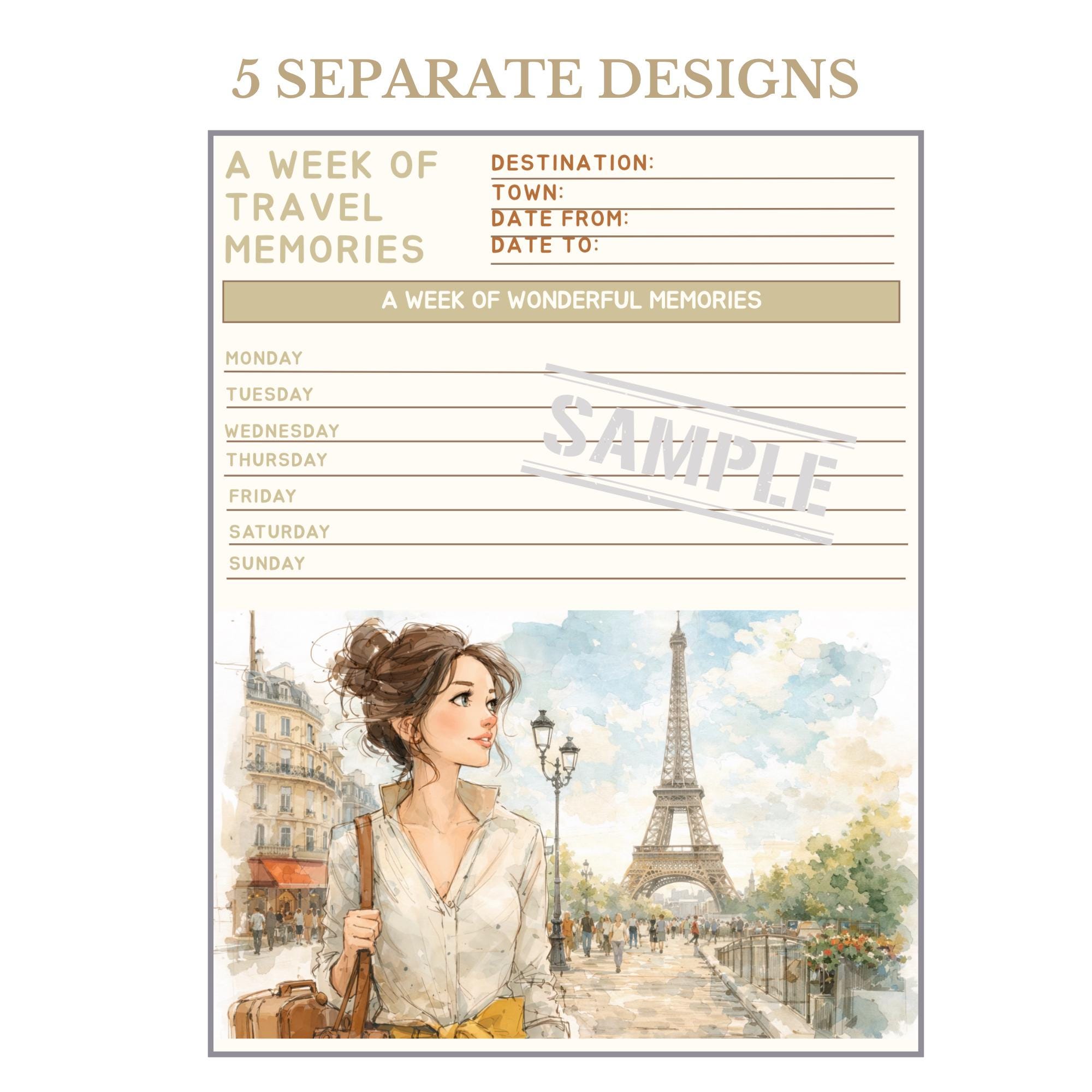 One Sentence a Day Travel Journal Pages | Junk Journal Pages for Memory ...