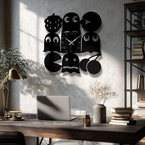 Pacman Style Metal Wall Clock – Retro Arcade Gamer Decor, Silent Quartz ...