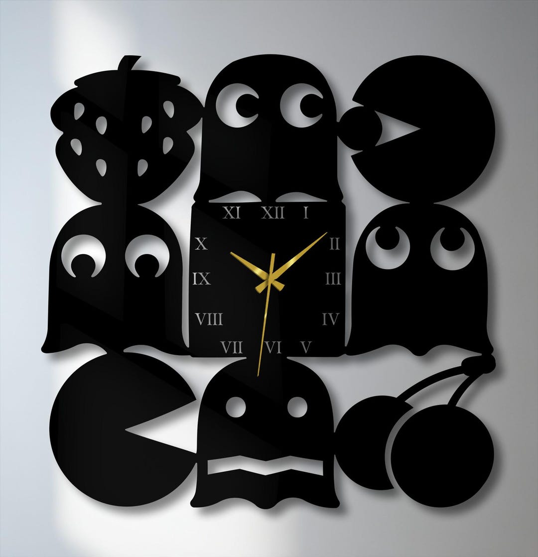 Pacman Style Metal Wall Clock – Retro Arcade Gamer Decor, Silent Quartz ...