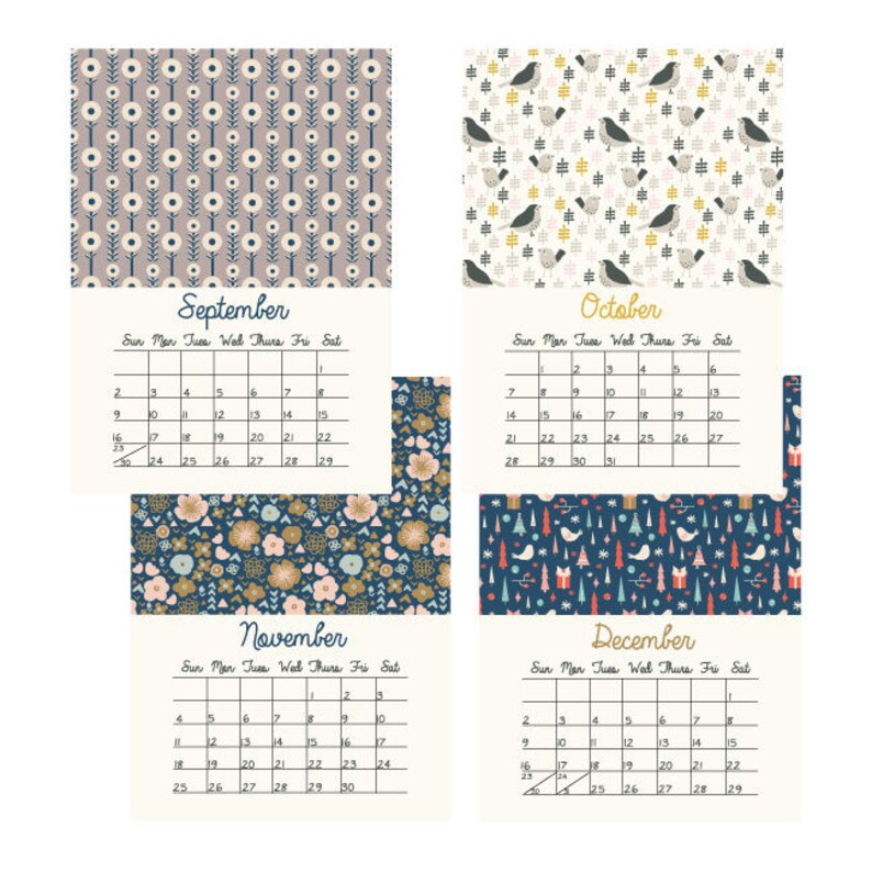 2018 Pattern Printable Calendar 4x6 - Etsy